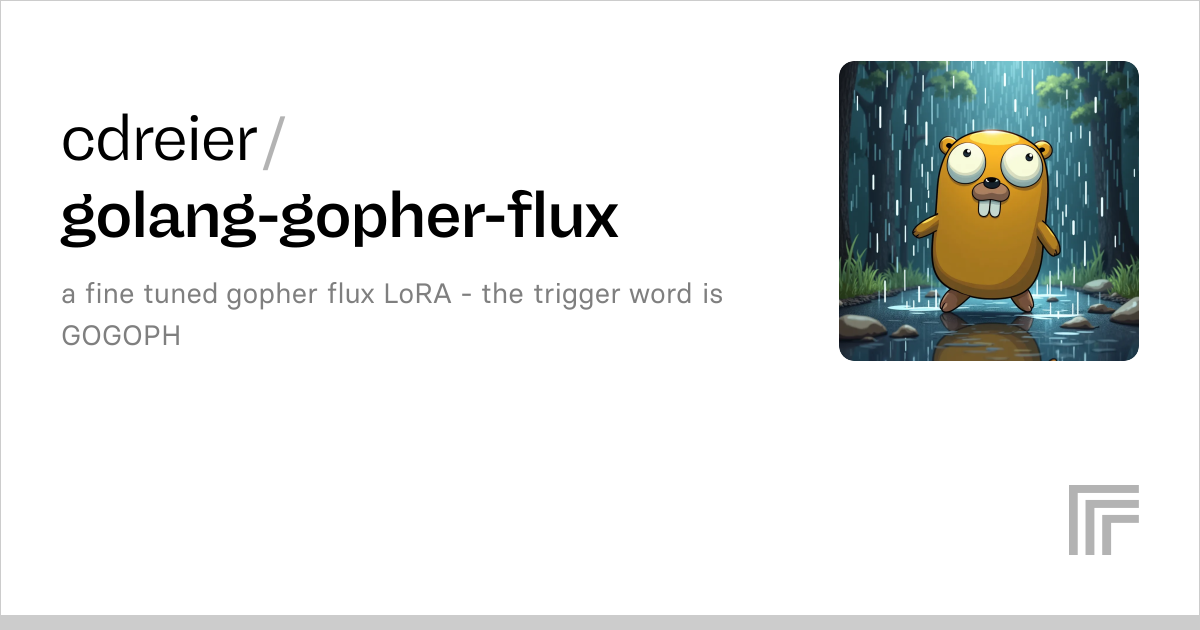 cdreier/golang-gopher-flux | Run with an API on Replicate