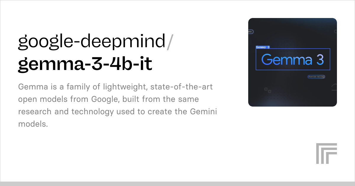 google-deepmind/gemma-3-4b-it | Run with an API on Replicate