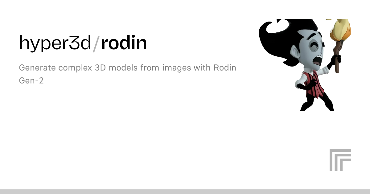 hyper3d/rodin | Run with an API on Replicate