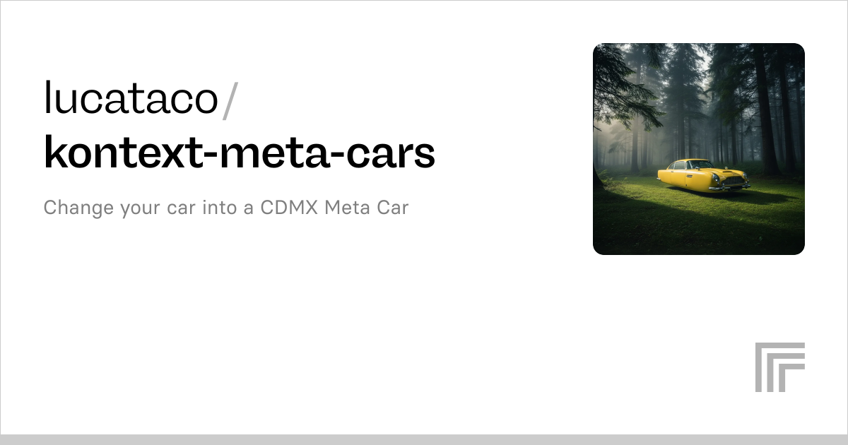 lucataco/kontext-meta-cars | Run with an API on Replicate