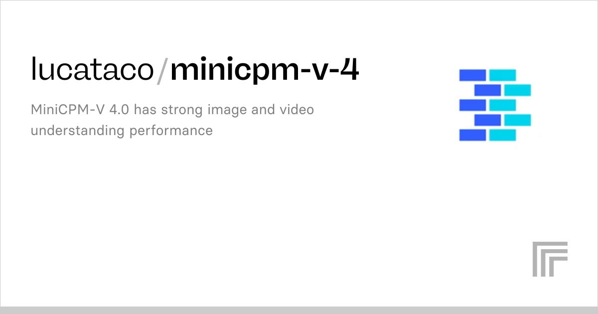 MiniCPM-V 4.0: compact vision-language model API | Readme and Docs