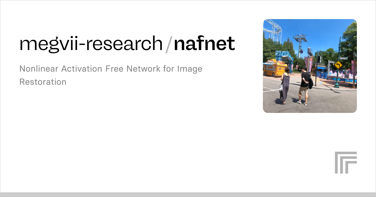 megvii-research/nafnet | Readme and Docs