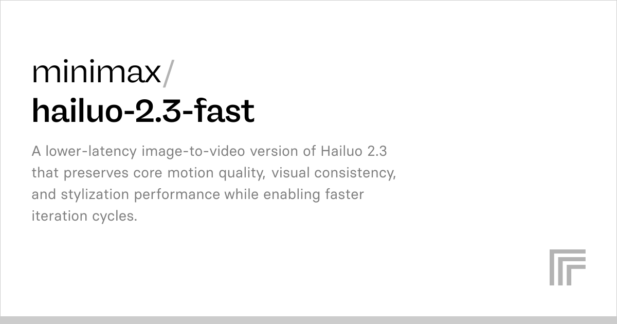 minimax/hailuo-2.3-fast | Run with an API on Replicate