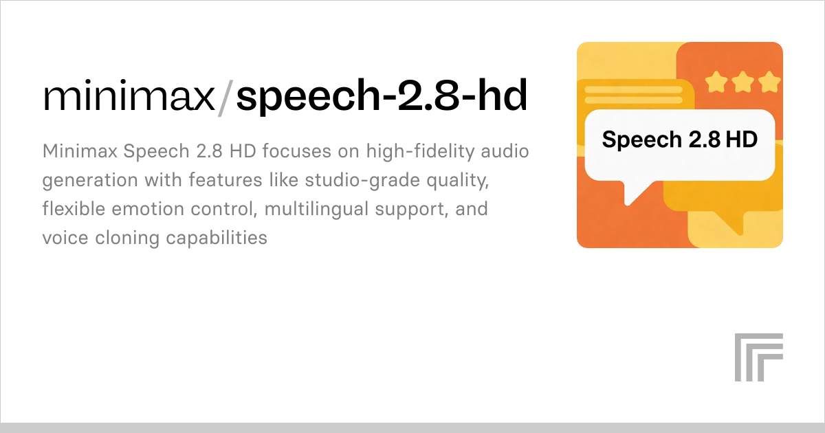 MiniMax Speech 2.8 HD | Text to Speech API