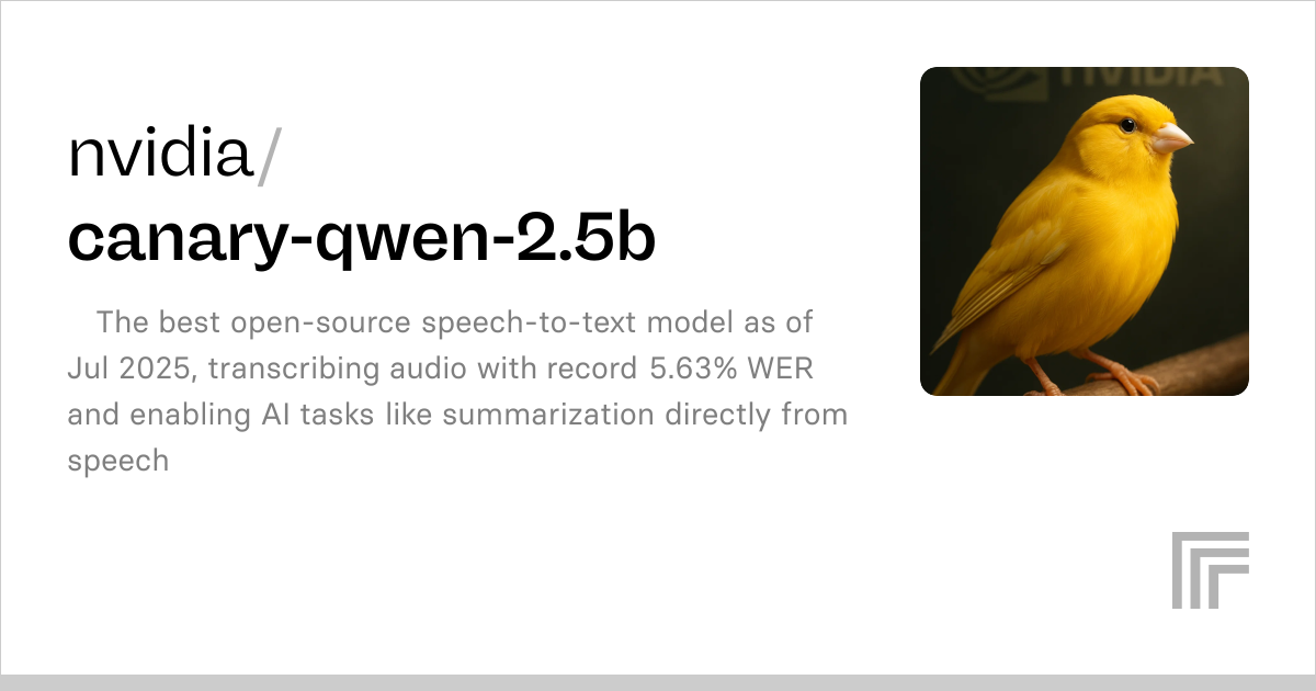 nvidia/canary-qwen-2.5b | Readme and Docs