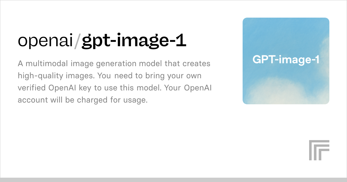 openai/gpt-image-1 | Run with an API on Replicate